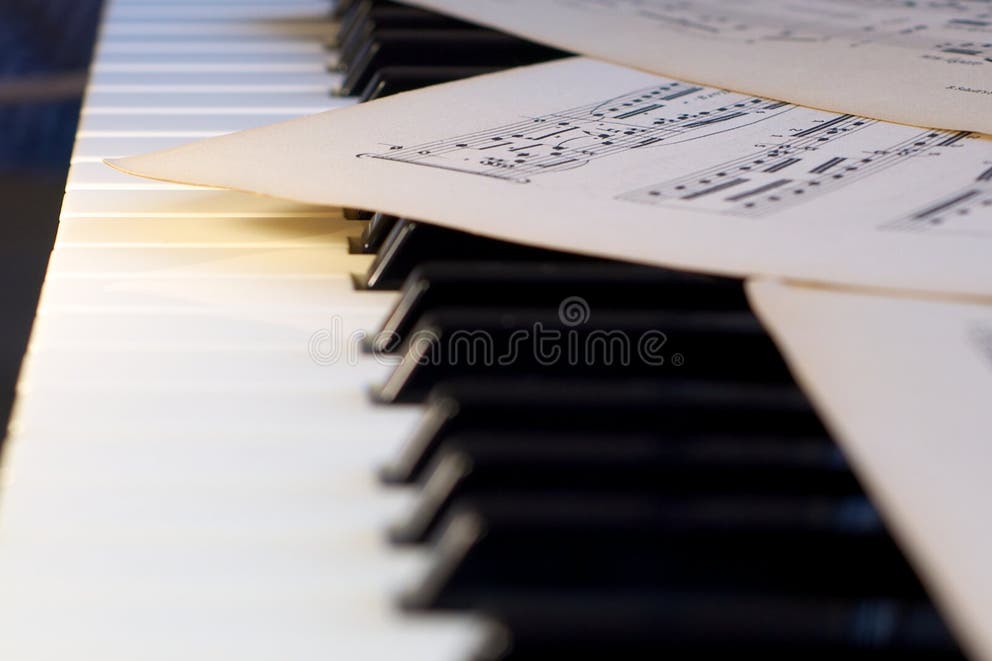 Piano keyboards with notes stock image. Image of music - 24047297