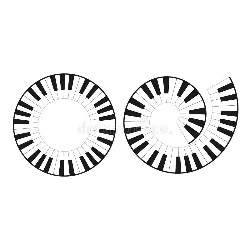 Piano Keyboards Round Line Different Types Shape Set. Vector Stock ...