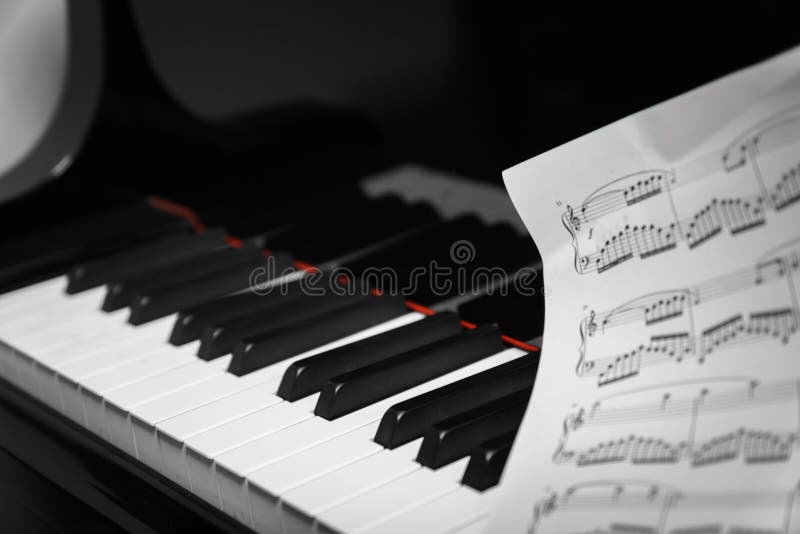 Piano Keys on Black Classical Grand Piano Stock Image - Image of ...