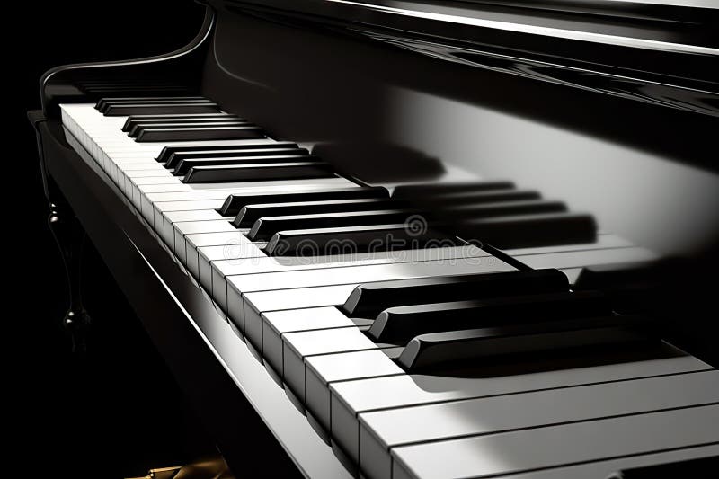 Piano Keys on Black Piano. Created with Generative AI Stock ...