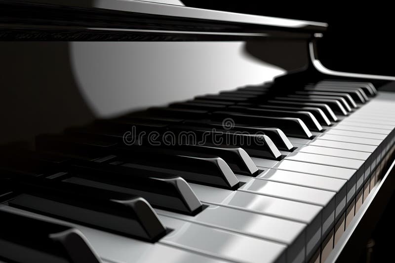 Piano Keys on Black Piano. Created with Generative AI Stock ...