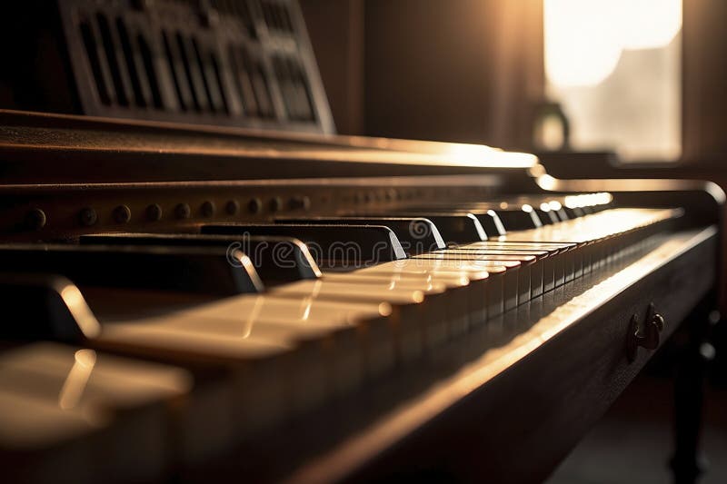 Piano Keys at Golden Light Sunset, Created with Generative AI Stock ...