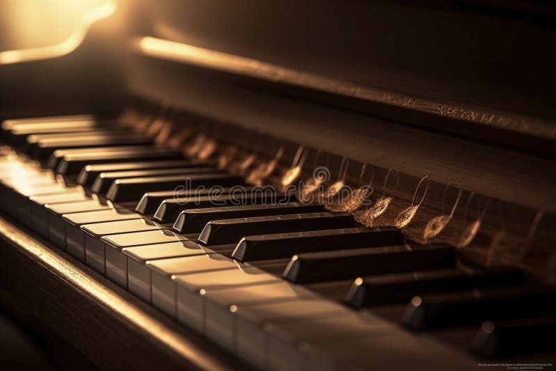 Piano Keys at Golden Light Sunset, Created with Generative AI Stock ...