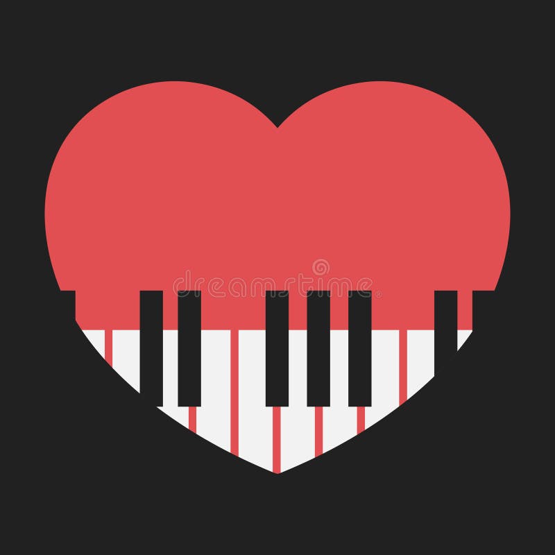 Piano Keys in Heart Shape Emblem. Music Concept Stock Vector ...