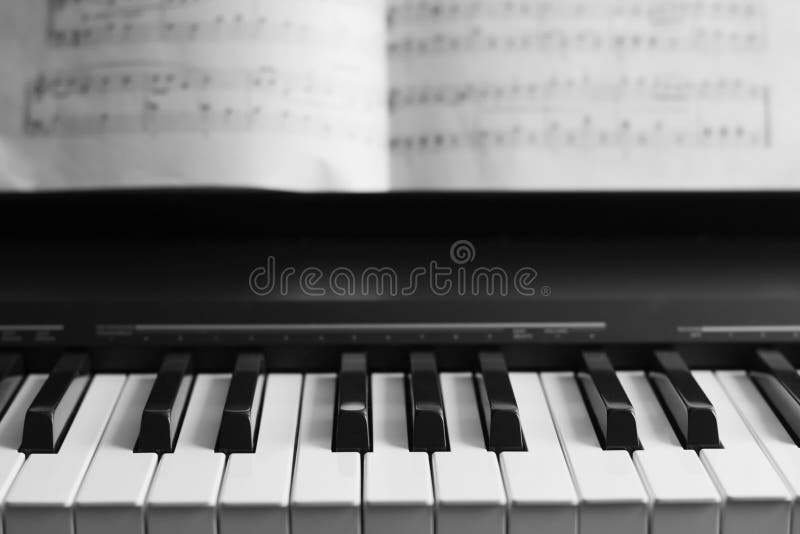 Piano Keys and Score Monochrome Stock Photo - Image of luxury, band ...