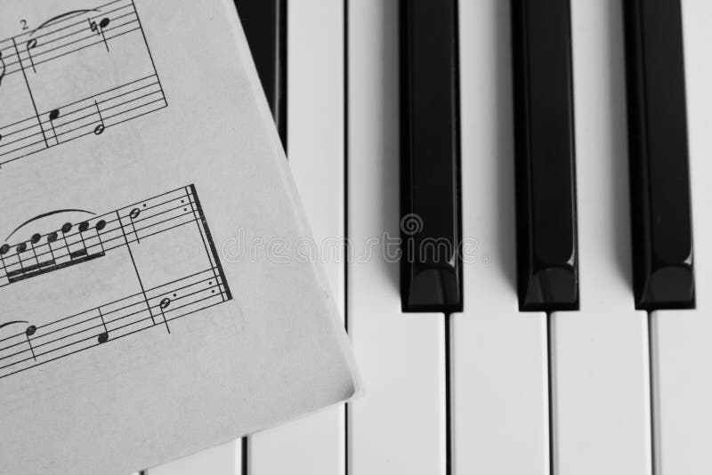 Piano Keys and Score Monochrome Stock Image - Image of clavier ...