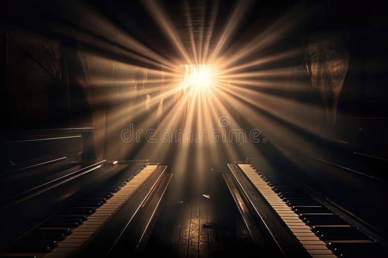 Piano Keys with Sunlight Creating a Dramatic Effect Stock Illustration ...