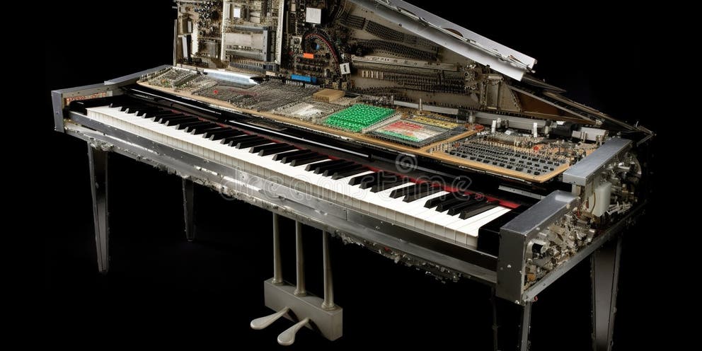 A Piano Made of Repurposed Computer Parts, Emphasizing the Convergence ...