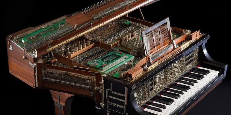 A Piano Made of Repurposed Computer Parts, Emphasizing the Convergence ...