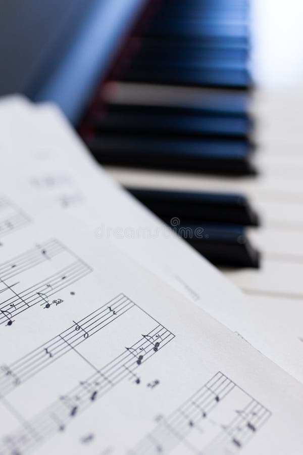 Piano and Modern Music Sheets Close Up Stock Photo - Image of notes ...