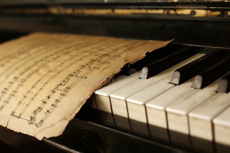 Piano and old notes stock image. Image of create, depress - 59492307