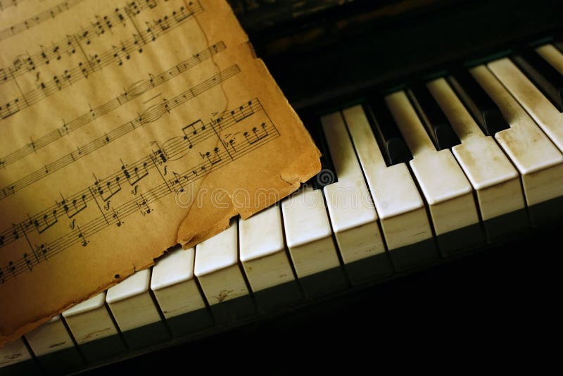 Piano and old notes stock photo. Image of depress, abstract - 59947810