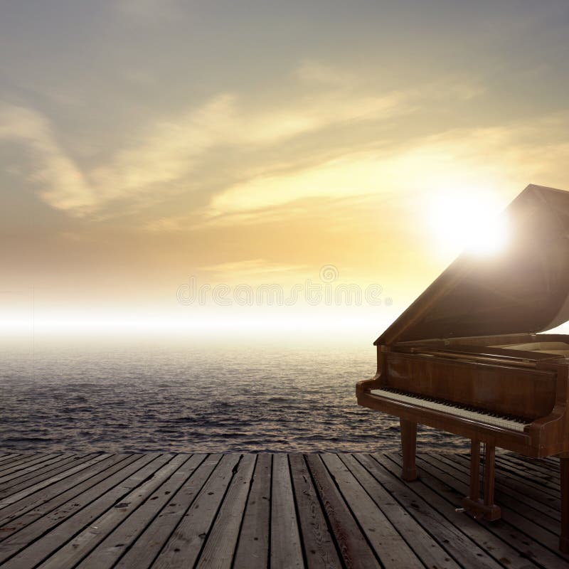 Piano Outside Shot at Sea Side Stock Photo - Image of outdoor, play ...