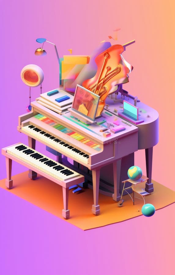 A Piano Poster with Virtual Reality Glasses Generative AI Stock ...