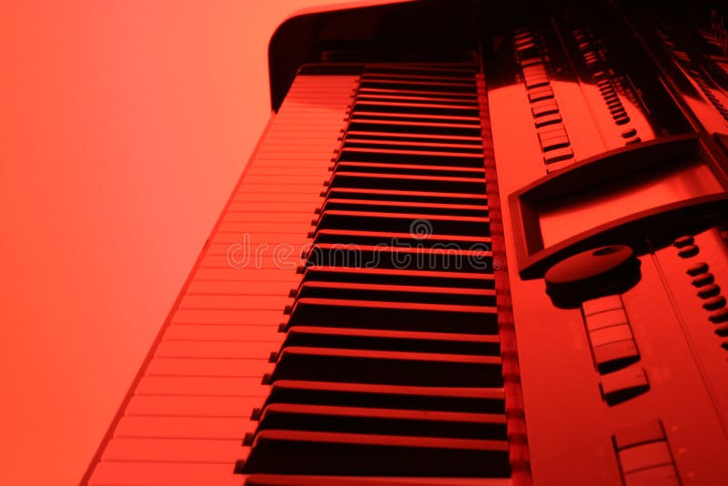 Piano in red stock image. Image of button, instrument, classic - 363303