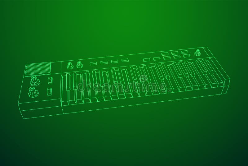 Piano Roll Analog Synthesizer Faders Buttons Knobs. Wireframe Low Poly ...