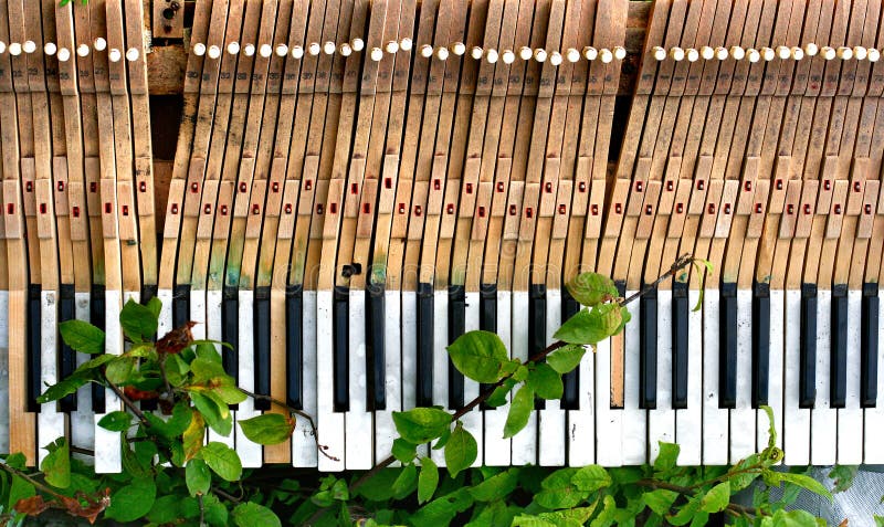 Un Viejo Piano Roto Con Las Llaves Sucias Cubiertas De Polvo Y Hollín ...