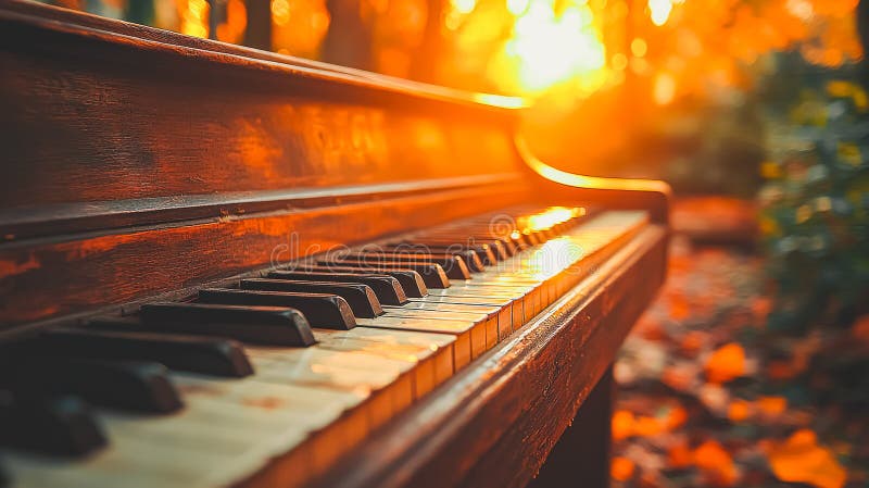 Piano is Sitting on the Ground in a Forest Stock Photo - Image of white ...