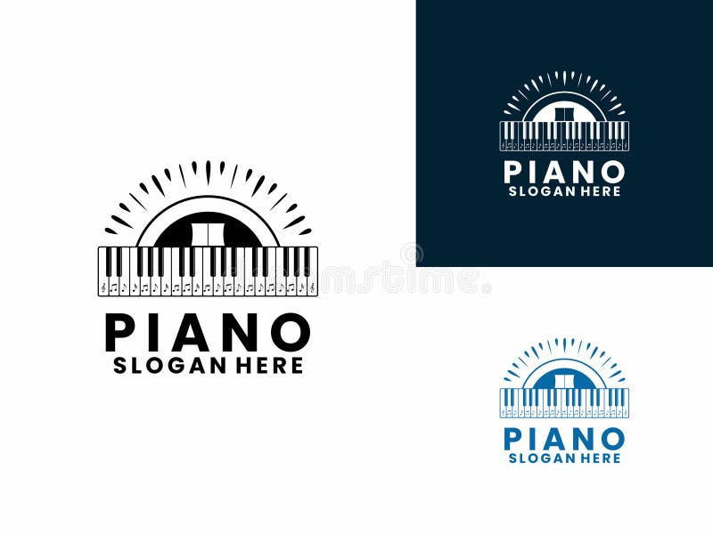 Piano with Sun Bright Logo Design Vector. Creative Piano Logo Design ...