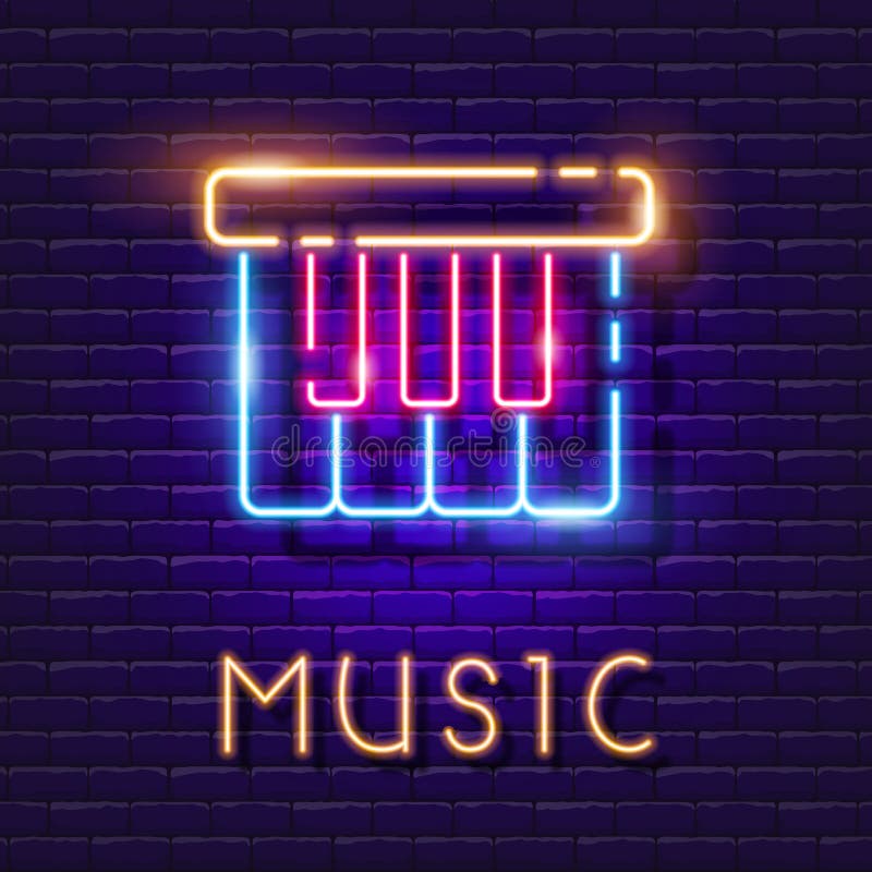 Piano Vector Neon Sign. Music Lesson Glowing Icon. Stock Vector ...