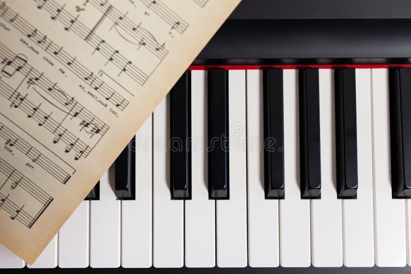 Piano and Vintage Music Sheets Close Up Stock Image - Image of harmony ...