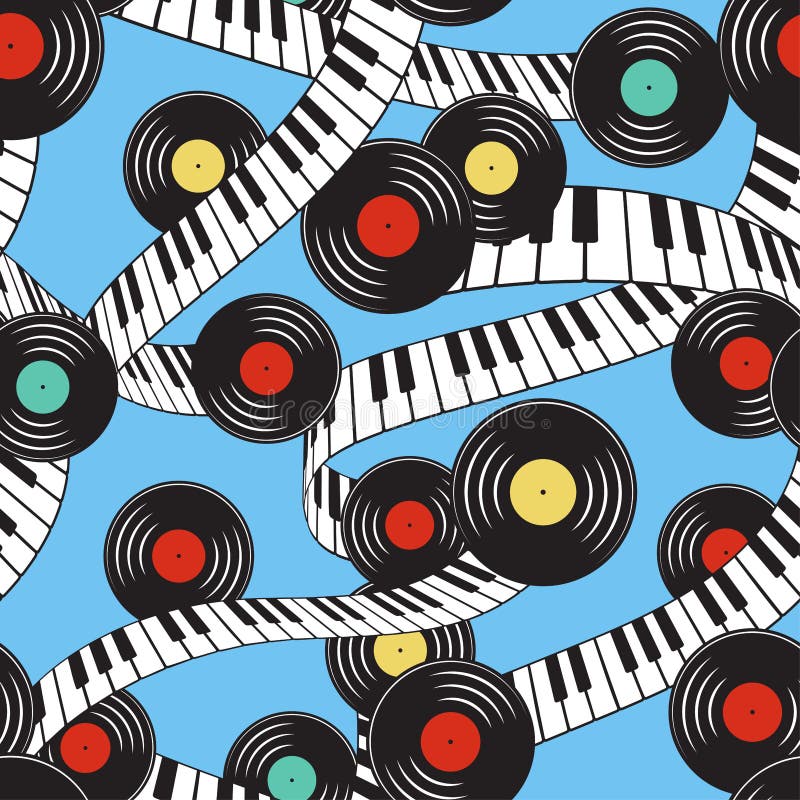 Piano and Vinyl Seamless Pattern Stock Vector - Illustration of ...