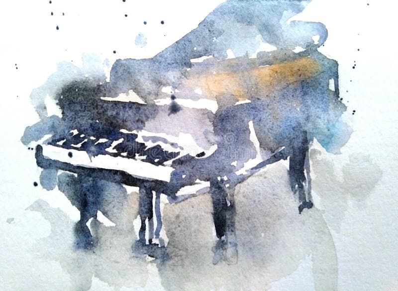 Watercolor Art - Musical Instruments - Piano Stock Illustration ...