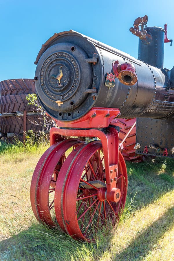 Piapot, Saskatchewan, Canada- Aug 8, 2022: Front End of a Steam Engine ...
