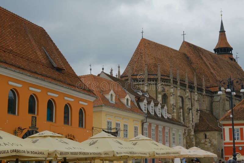 Piata Sfatului and the Town Hall, Brasov Editorial Stock Photo - Image ...