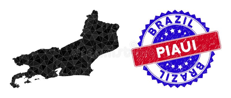 Piaui State Map Triangle Mesh and Scratched Bicolor Stamp Stock Vector ...