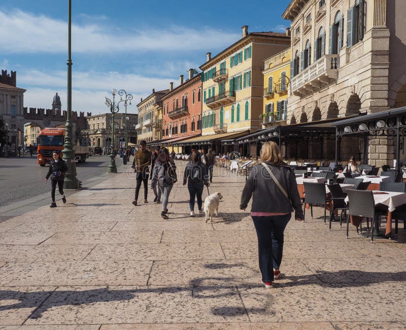 Piazza Bra in Verona editorial stock image. Image of verona - 147057849
