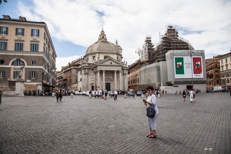 Piazza del Popolo editorial stock image. Image of fountain - 80626839