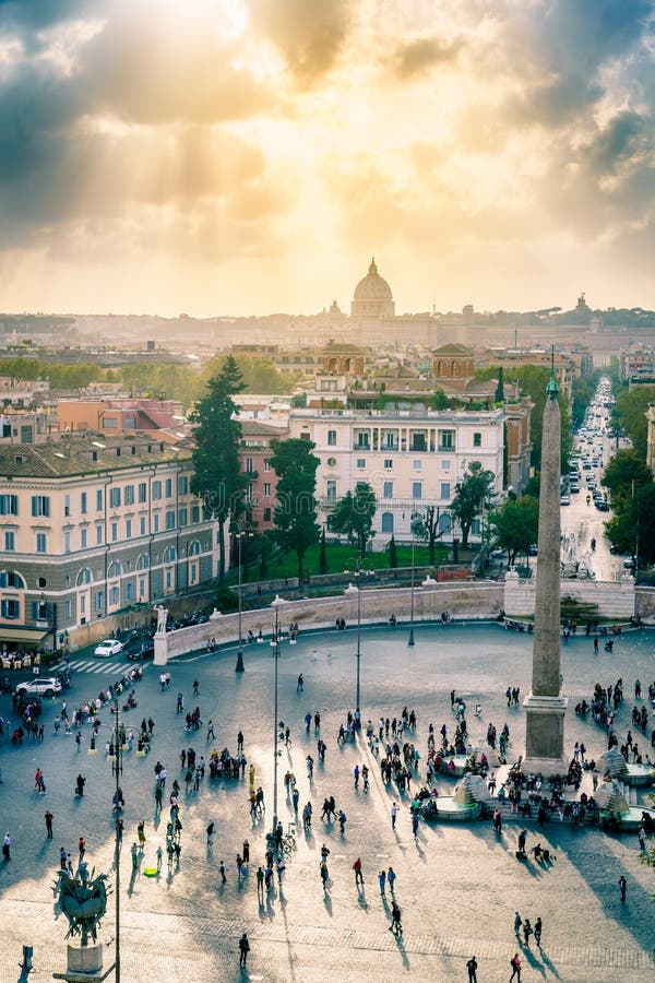 Piazza del Popolo in Rome editorial image. Image of piazza - 163568385