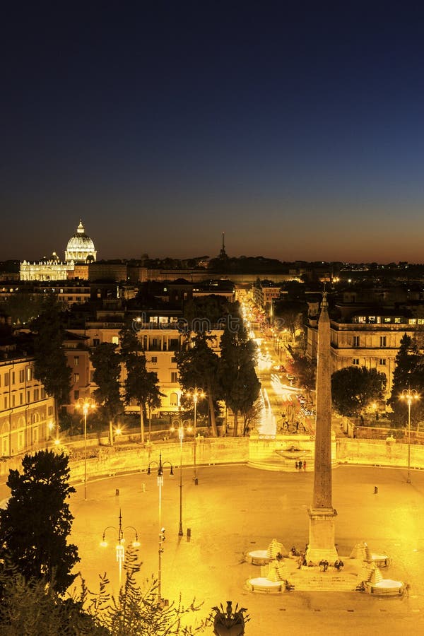 Piazza del Popolo in Rome stock image. Image of attraction - 55823611