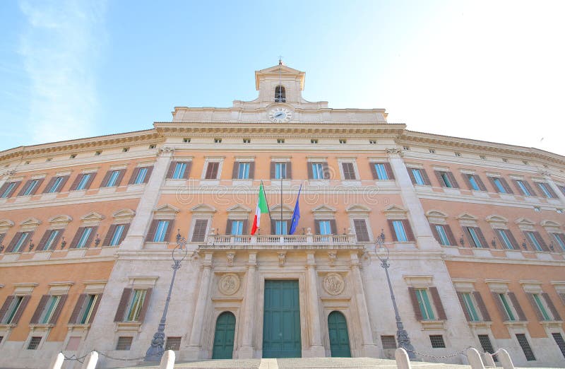 Piazza Montecitorio Square Rome Italy Stock Photo - Image of monument ...