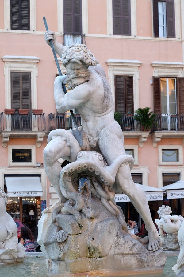 Neptune Fighting with an Octopus Statue in the Fountain of Neptune in ... Neptune Fighting with an Octopus Statue in the Fountain of Neptune in ...