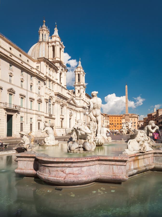 Fountain of Four Rivers in Piazza Navona, Rome Stock Image - Image of ...