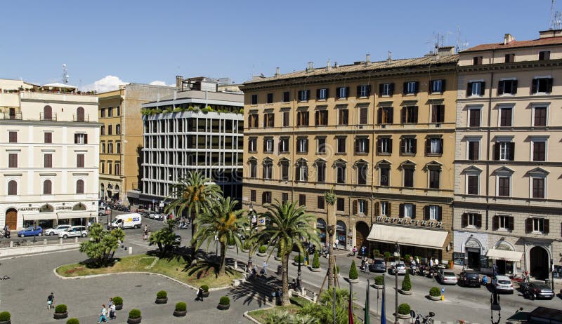Piazza near IQ hotel Rome editorial stock photo. Image of houses - 45505698
