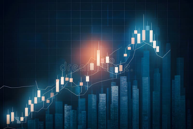 Pic Business Candlestick Graph Chart on White Background, Bullish Trend ...