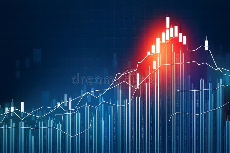 Pic Business Candlestick Graph Chart on White Background, Bullish Trend ...