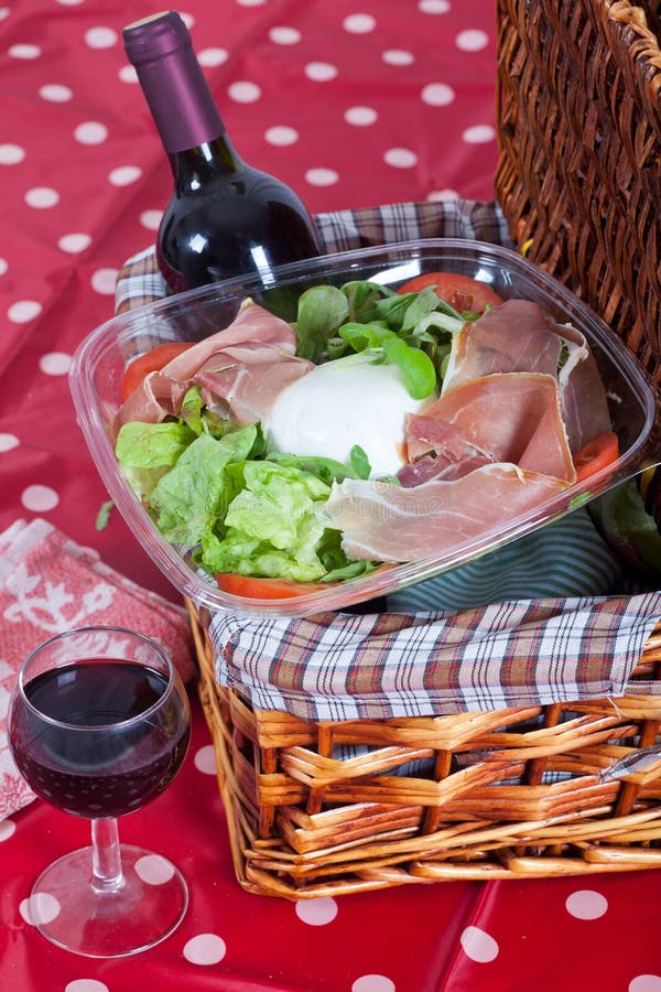 Pic-nic basket stock photo. Image of mozzarella, snack - 24548716