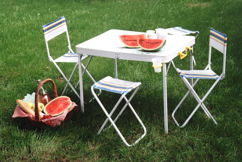 Pic nic set stock image. Image of grassy, table, portable - 851065