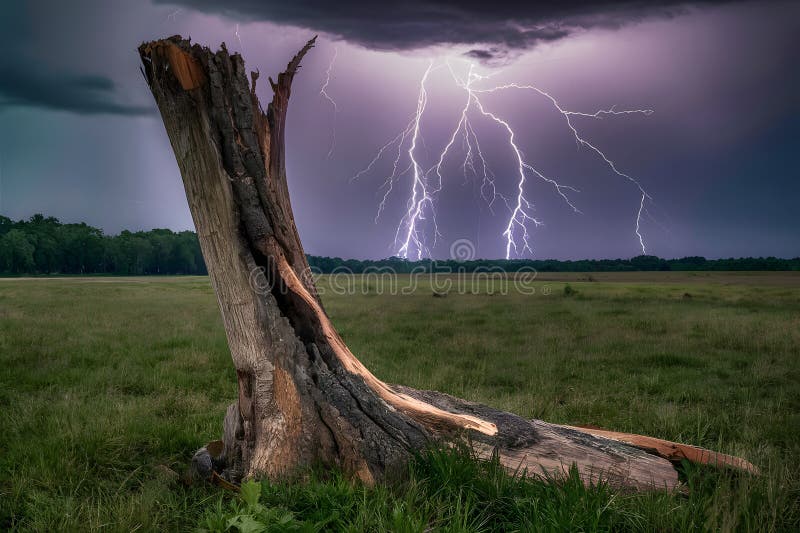 Pic Tree Trunk Damaged after Thunder and Lightning, Natural Disaster ...
