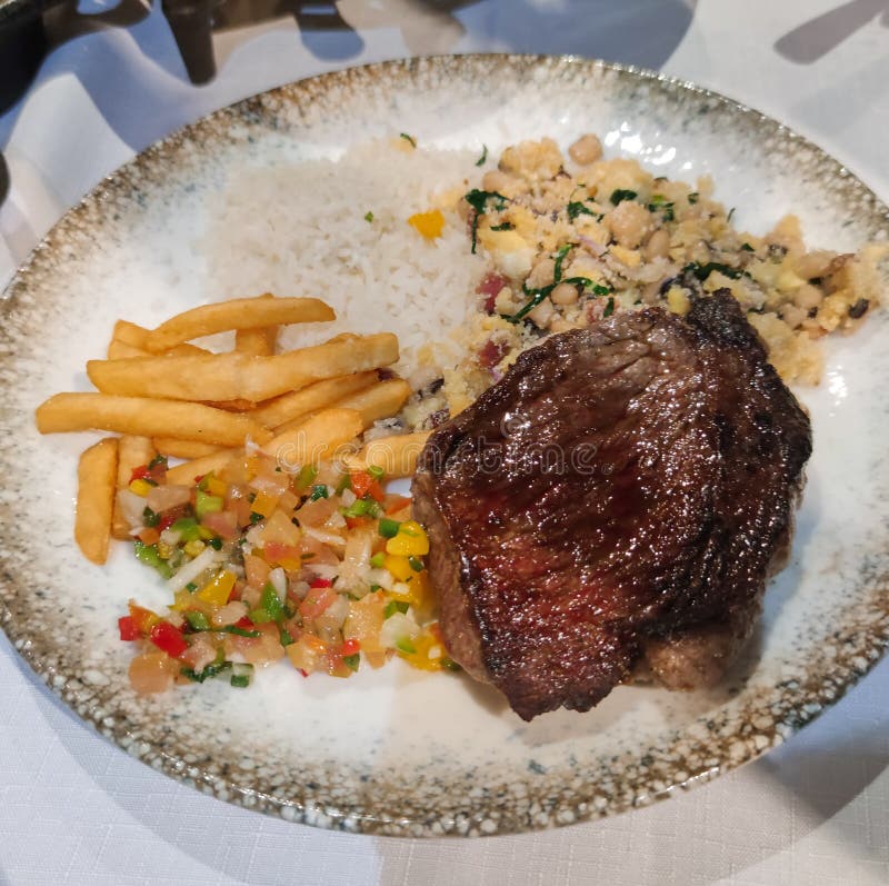 Picanha Roast Potatoes and Vegetables with Rice Stock Image - Image of ...