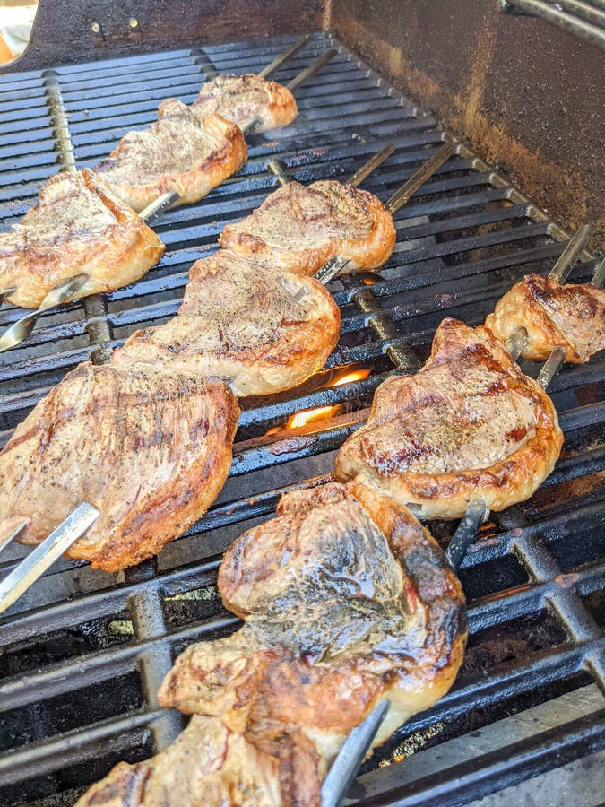 Picanha Steak on Skewers for Grilling Stock Image - Image of board ...