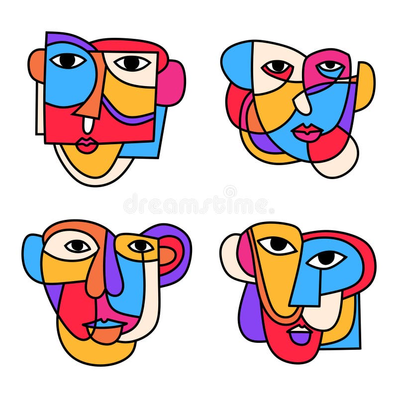 Picasso Face Art Element Isolated on White Background Stock Vector ...