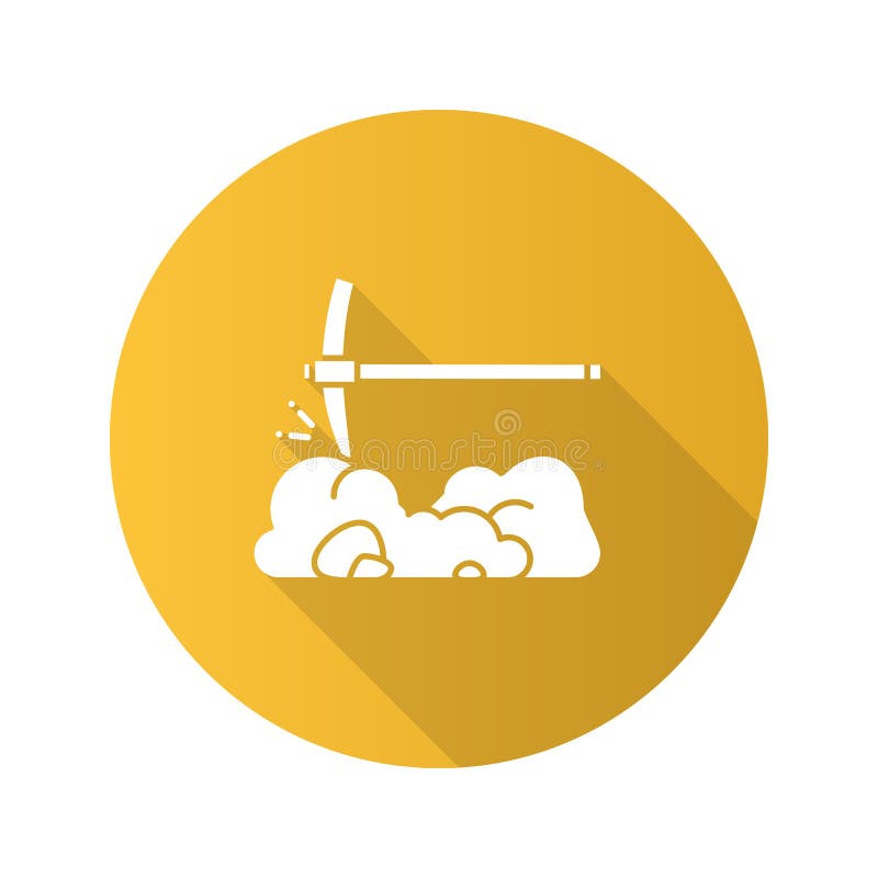 Pick Axe Breaking Rocks Flat Linear Long Shadow Icon Stock Vector ...