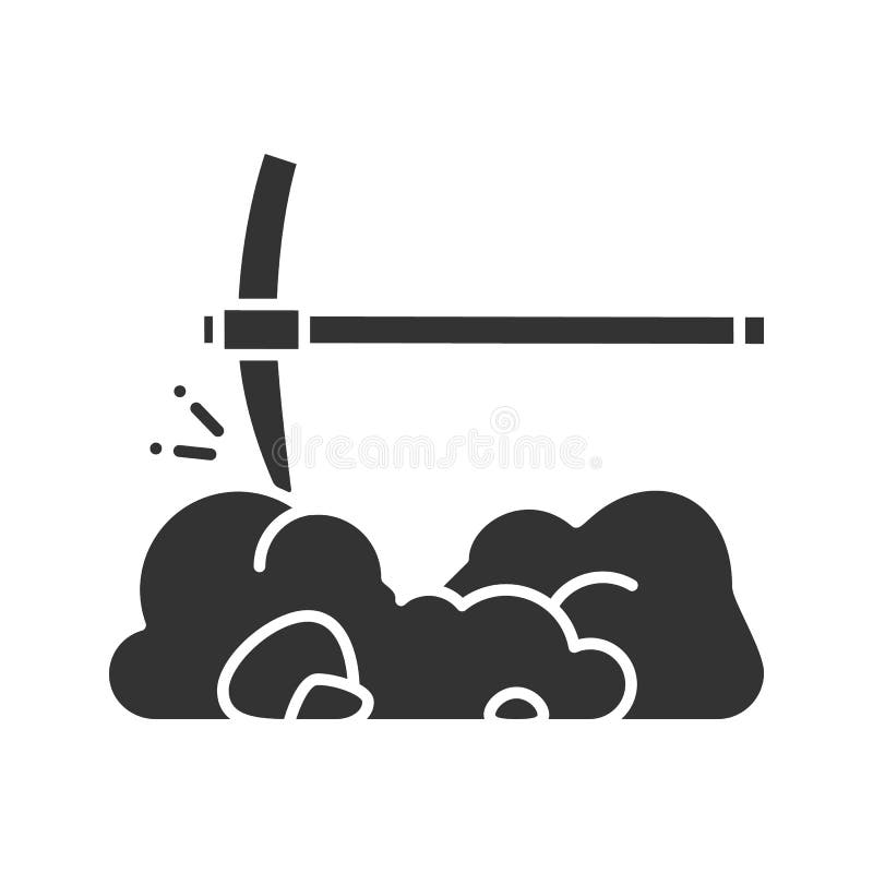 Pick Axe Breaking Rocks Glyph Icon Stock Vector - Illustration of ...