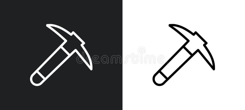 Pick Axe Outline Icon in White and Black Colors. Pick Axe Flat Vector ...