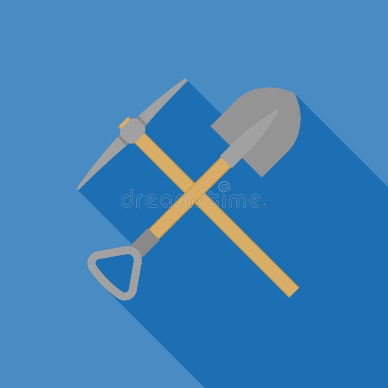 Pick axe and shovel stock vector. Illustration of flat - 99737767